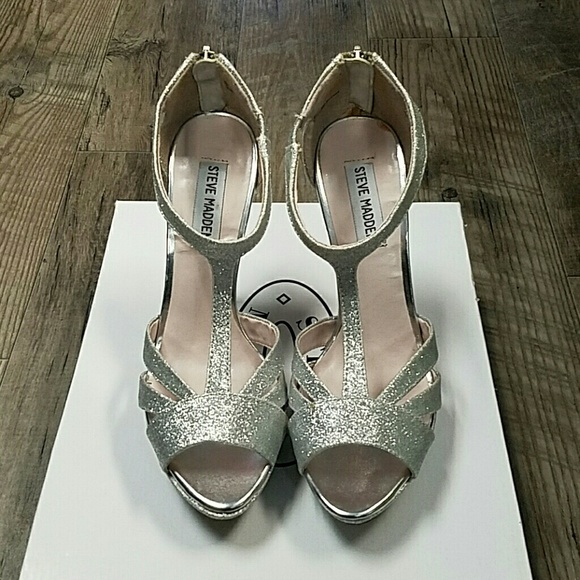 Steve Madden | Shoes | Steve Madden Silver Glitter Heels | Poshmark